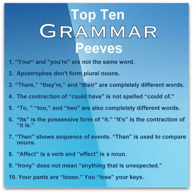 Top Ten Grammar Peeves Ninja Creative